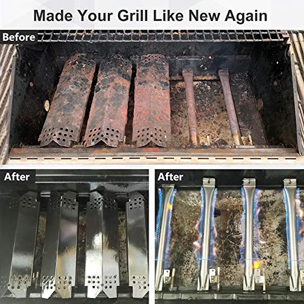 Metal Club Grill Parts Kit for Nexgrill 4 Burner 720-0830H, Nexgrill 720-0864 720-0864M Gas Grills, 4-Burners & 4-Pack Grill Flame Tamers Burner Covers Replacement