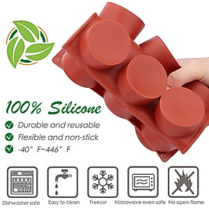 Ocmoiy 2 Inch Round Silicone Mold for Oreo Chocolate Covered Cookie Mold, 24 Cup Cylinder Silicone Mini Cake Baking Mold, Cake Puck Mold Set of 2