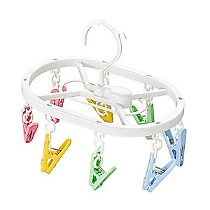 Clips Drip Hanger, Oval Shape Clips Drip Hanger Moisture-Proof Plastic Rotating Hooks Underwear Drying Rack Household Supplies Sock Drying Hanger