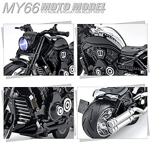 CYYSFIVQZ Toy Motorcycle,Pull Back Motorcycle Toy with Sounds and Lights,1:12 Alloy Motorcycle Model for Boys,Pull Back Motorcycle Toys Gift for Boy Girl (Black)