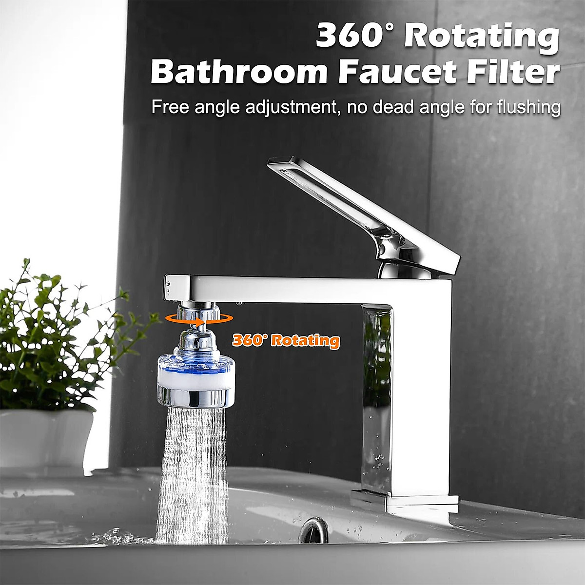 3 Pack Sink Water Filter Faucet, Universal 360 ° Rotating Kitchen Faucet Water Purifier, Bathroom Faucet Filter Removes Chlorine Fluoride Heavy Metals Hard Water for Home Kitchen & Bathroom