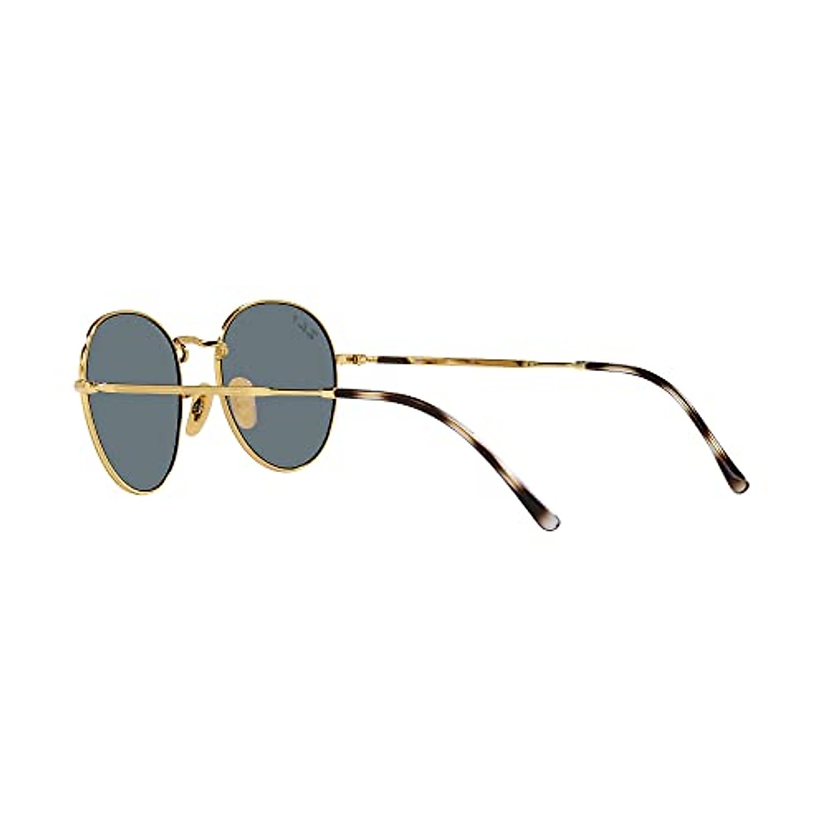 Ray-Ban RB3582 David Round Sunglasses, Gold/Dark Blue Polarized, 53 mm