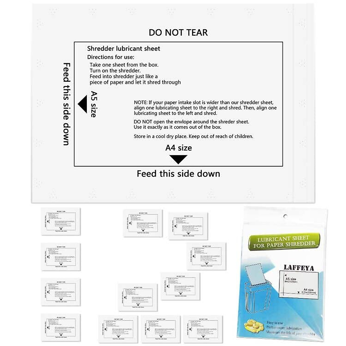 laffeya Paper Shredder Sharpening & Lubricant Sheets & Shredder Cleaning Sheets (12 Pack)