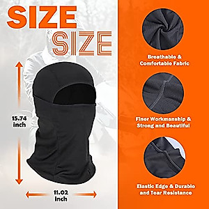 YUNAI Motorcycle Cycling Balaclava Face Mask – Windproof Hot Weather Breathable Full Face UV Protection Balaclava Hood Thermal for Outdoor Skiing Sports Hiking Black