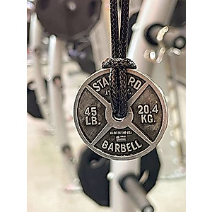 Workout Necklace For Men – Weight Plate Necklace – Dumbbell Necklace for Savages and Rough Guys – Awesome Gym Plate Necklace – Great Present for a Sport Addict – Adjustable Leather Cord