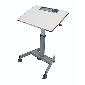 Offex Mobile Gray Pneumatic Adjustable Height and 3-Position Flip-Top Student Nesting Desk with Built-in Pencil Tray, Bottle Holder, Bag Hook - Great for School, Classroom and More