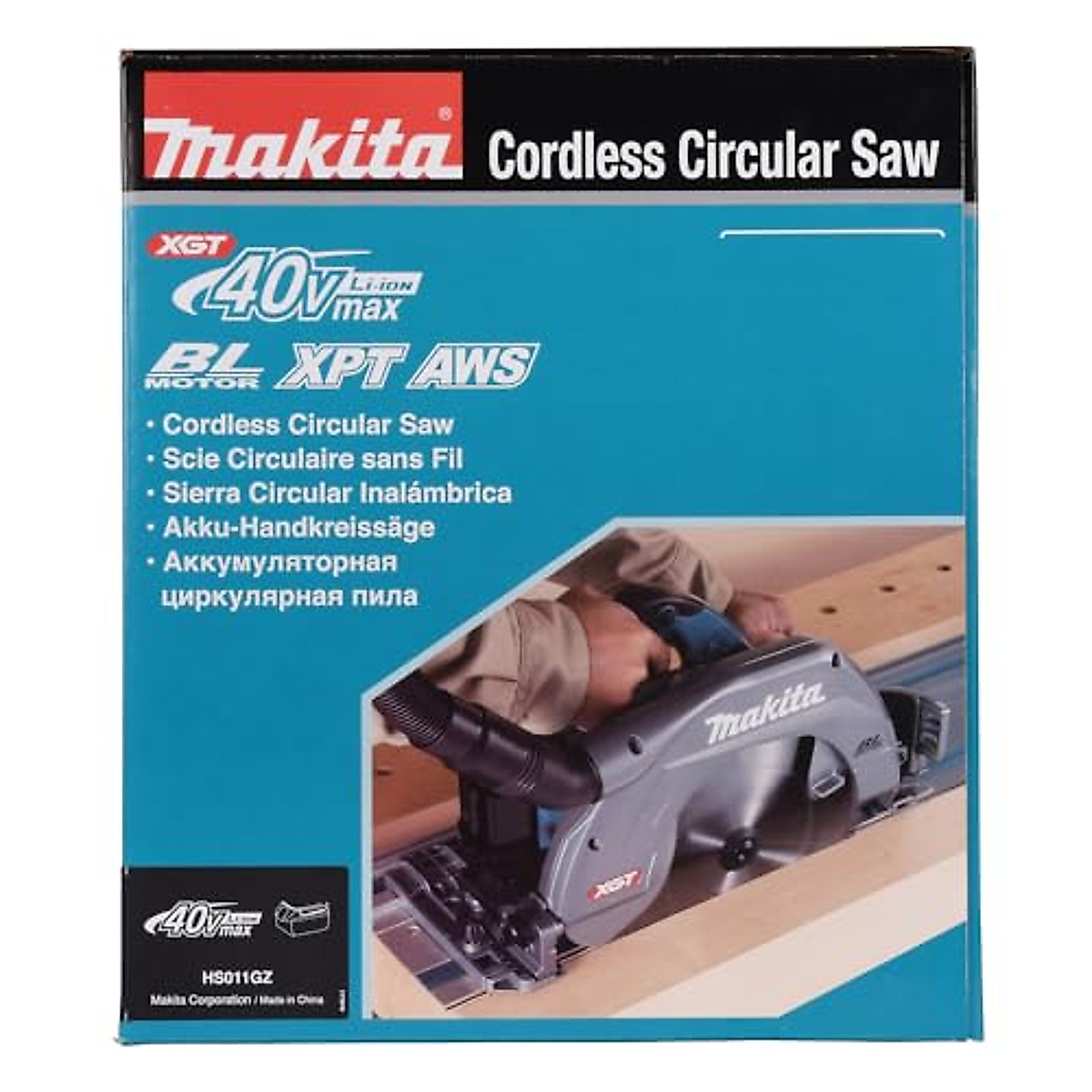 Makita HS011GZ 10.2 inch (260 mm) Rechargeable Circular Saw, 40 V Max, Battery and Charger Sold Separately, Blue