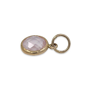 Rose-Quartz Charm 6mm Round Checkerboard-Cut Handmade In 14k Yellow Gold