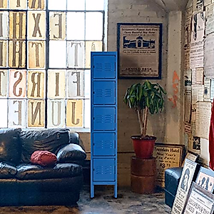 INTERGREAT Metal Locker for Office Storage Locker Employees Locker for School Gym Lockers Corridor Locker Five Tier Box Blue 5 Door