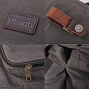 Waterproof Waxed Canvas Backpack for Men Travel Rucksack Leather Trimming (Dark gray)