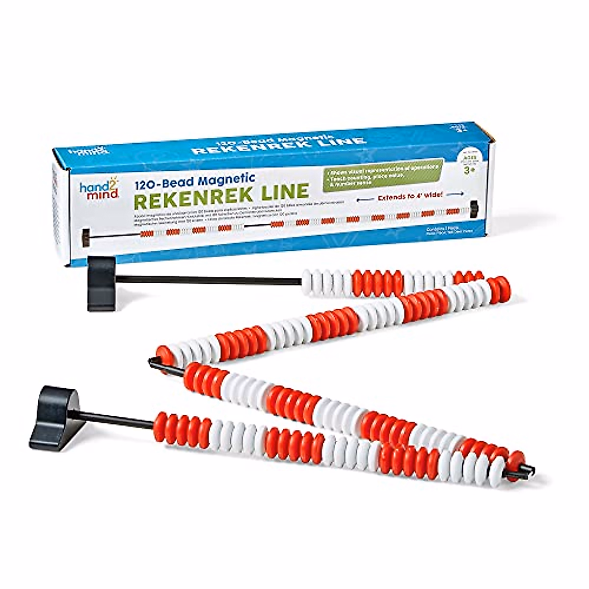 hand2mind 120 Bead Magnetic Demonstration Rekenrek Line, Abacus for Kids Math, Math Manipulatives Kindergarten, Counting Rack for Kids, Counters for Kids Math, Kids Educational Toys (Set of 1)