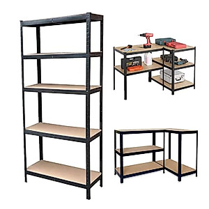 QiMu 5-Tier Heavy Duty Metal Shelving,Metal Storage Shelves, Heavy Duty Shelves Organization Multipurpose Shelf Adjustable Garage Storage Shelves,70.8" x 35.4" x 15.7"