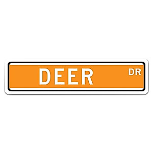 Metal Name Sign Deer Street Sign Street Warning Sign - Heavy Duty Rust-proof Metal Frame, Shipped from USA 4" x 16"