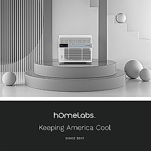 hOmeLabs Window Air Conditioner 10000 BTU - Smart Control, Eco Mode, LED Control Panel - Low Noise, Remote Control - Compatible with Alexa/Google Assistant - White - Ideal For Rooms up to 450 Sq. Ft.
