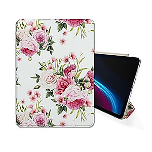 Cute Pink Roses Bouquet Flower case Compatible with iPad Mini Air Pro 7.9 8.3 9.7 10.2 10.9 11 12.9 inch Pattern Cover New 2022 2021 Trifold Stand 3 4 5 6 7 8 9 Generation 467 (10.2" 7/8/9 gen)