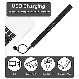 2 Pack Electric Candle Lighter Long Lighter USB Rechargeable Lighter Arc Flameless Plasma Windproof for Candle Camping