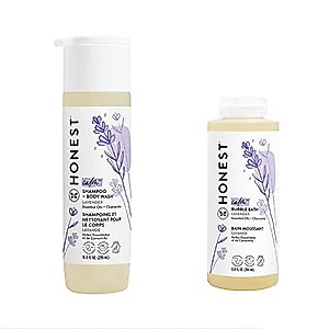 The Honest Company Truly Calming Lavender Bubble Bath, 12 fl. oz. and The Honest Company Truly Calming Lavender Shampoo + Body Wash, 10 Fl Oz (Pack of 1)