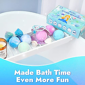 Bath Bombs for Kids with Surprise Inside, 2023 Gift for Girls, 6 Gentle and Kids Safe Handmade Bath Bombs, XXL 5.0 OZ
