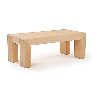 Plank+Beam Modern Rectangular Coffee Table, 40", Rectangle Coffee Table for Living Room, Mini Center Tables for Small Spaces, Small Living Space Tea Table, Blonde Wirebrush