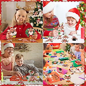 Yinder 48 Pcs Christmas Craft Kit Bulk Christmas Arts and Crafts DIY Christmas Tree Ornament Kit Make Your Own Xmas Tree Ornaments Self Adhesive Sticker Sheets for Xmas Tree(Christmas Reindeer)