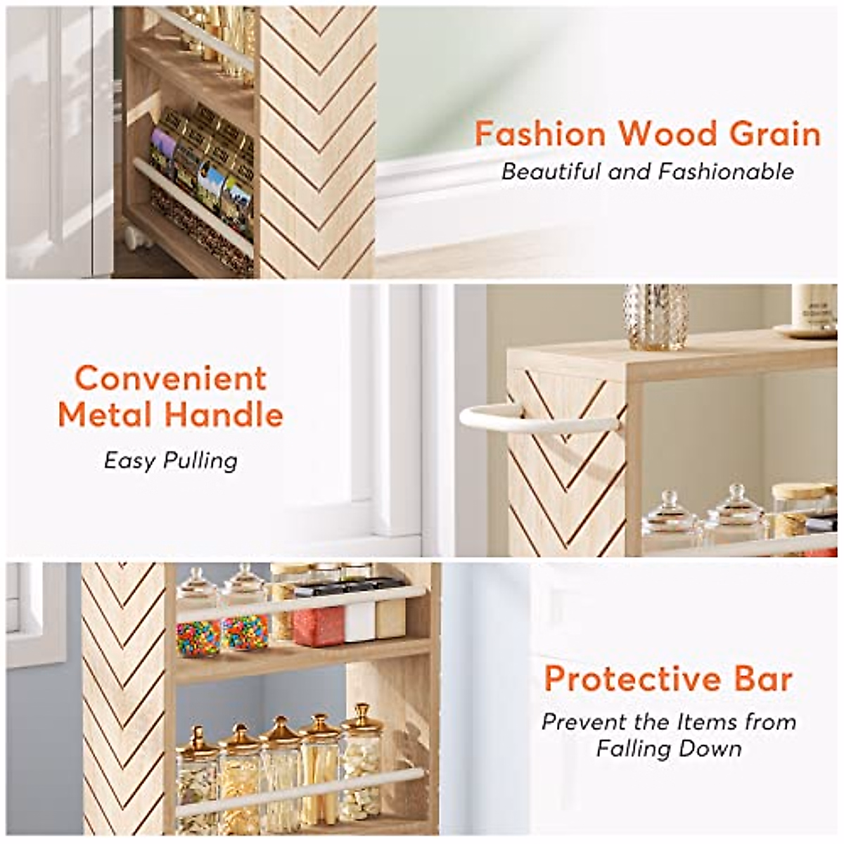 LITTLE TREE 4-Tier Slim Rolling Storage Cart with Handle, Narrow Utility Trolley carts with Wheels for Small Place