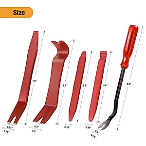 GOOACC 5 PCS Nylon Auto Trim Removal Tool Kit No-Scratch Removal Tool Kit for Car Panel & Audio Dashboard Dismantle Red