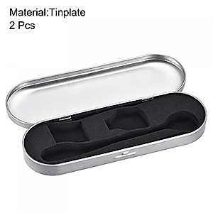 uxcell Metal Tin Box, 2pcs 6.89" x 2.36" x 0.71" Rectangular Empty Tinplate Storage Containers with Hinged Lids