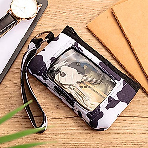 Frienda 4 Pieces Sunflower Credit Card Holder PVC Zipper Wristlet Pouch Neoprene Mini Wristlet Wallet Neoprene for Women Girls