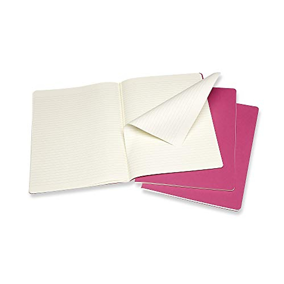 Moleskine Cahier Journal, Soft Cover, XL (7.5" x 9.5") Ruled/Lined, Kinetic Pink, 120 Pages (Set of 3)