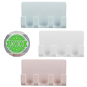 UKCOCO Cell Phone Wall Mount, 3 Pack Multi Purpose Plastic Phone Charging Dock Holder Shaving Razor Towel Hook Bracket for Smartphone Tablet eReader (Mixed Color)