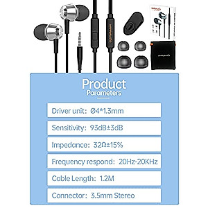 HAPPYAUDIO W1 Stereo Headphones for 3.5mm Jack with Metal bass with Microphone for Game Sports Call up