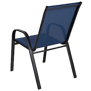 Flash Furniture 5 Pack Brazos Series Navy Outdoor Stack Chair with Flex Comfort Material and Metal Frame