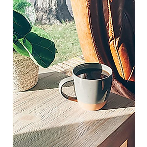 Mora Ceramic Large Latte Mug Set of 4, 16oz - Microwavable, Porcelain Coffee Cups With Big Handle - Modern, Boho, Unique Style For Any Kitchen. Microwave Safe Stoneware - Assorted Neutrals