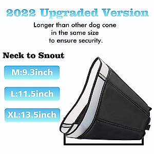 INKZOO Dog Cone Collar for After Surgery, Soft Pet Recovery Collar for Dogs and Cats, Adjustable Cone Collar Protective Collar for Large Medium Small Dogs Wound Healing (Black, Medium)