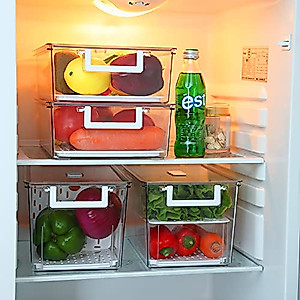 REFSAVER Refrigerator Food Storage Container Bin 2 Pack Fridge Trays with Foldable Lid Kitchen Organizer Produce Bin for Vegetables,Fruits,Snacks… (2 Pack)