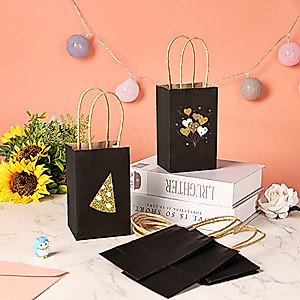 Moretoes Black Mini Gift Bags Bulk 30pcs, 6 x 3.5 x 2.4 Inches Gift Bags With Handles, Paper Bags Bulk Party Favor Bags Candy Bags Small Business Bags