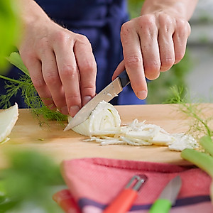 OPINEL Les Essentials+ Small Kitchen Prep 3 Piece Knife Set - Paring Knife, Serrated Knife, Peeler, Corrosion Resistant + Dishwasher Safe, Made in France