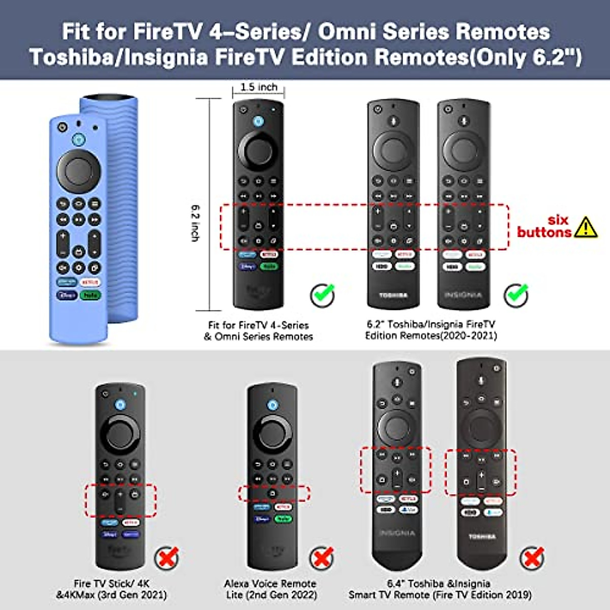 3Pack NS-RCFNA-21 Remote Silicone Cover for Toshiba Insignia CT-RC1US-21 CT95018 FireTV Remote,Alexa Voice Remote Case for TV Omni Series and 4-Series 4K UHD Smart TV Remote-Glow in Dark|with Lanyard