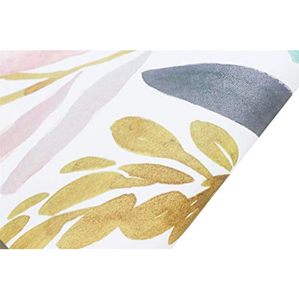 HAOKHOME 93027 Watercolor Forest Peel and Stick Wallpaper Removable White/Pink/Navy/Yellow Floral Vinyl Self Adhesive Shelf Liner 17.7in x 9.8ft