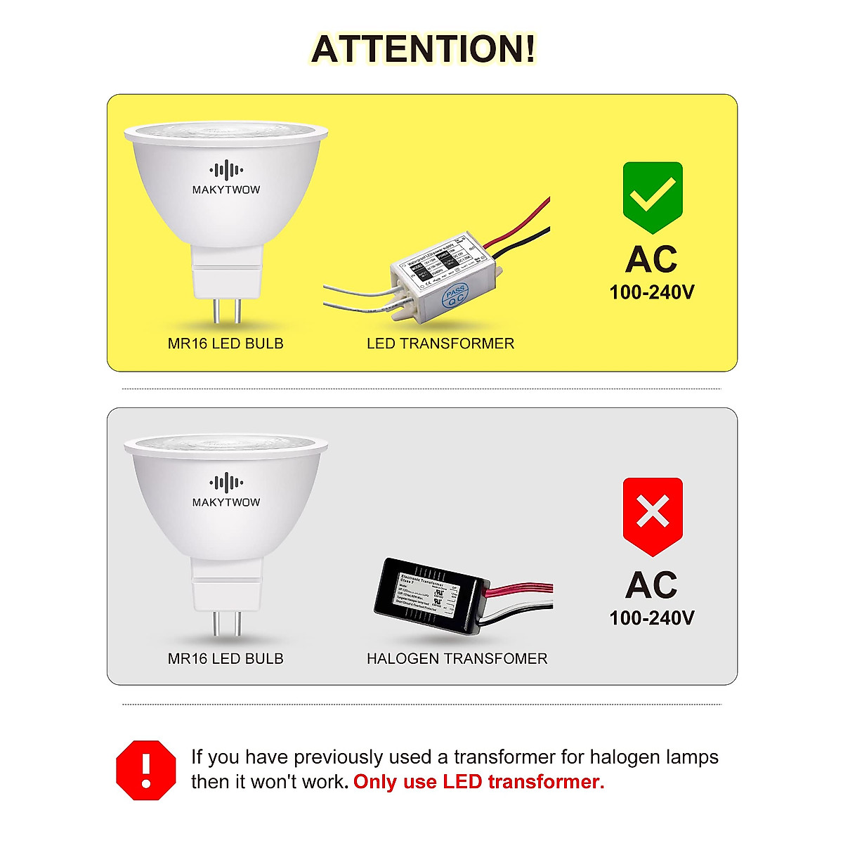 MAKYTWOW MR16 LED Light Bulb, Purple, Gu5.3 Bi-pin Base LED Spotlights 12V LED Light for Outdoor Landscape Track Lighting, 4W=50W Halogen Equivalent, 6Pack