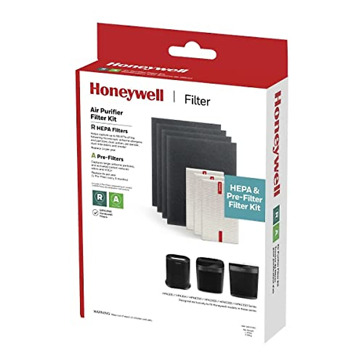 Honeywell HEPA Air Purifier Filter Kit & Honeywell HRF-A100 Air Purifier Pre Kit Filter, 4-Pack & Honeywell HEPA Air Purifier Filter R, 1-Pack for HPA 100/200/300 and 5000 Series