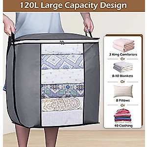 SLEEPING LAMB120L 1Pack Large Storage Bag Organizer Bundle 100L 3Packs Comforter Storage Bag for Closet