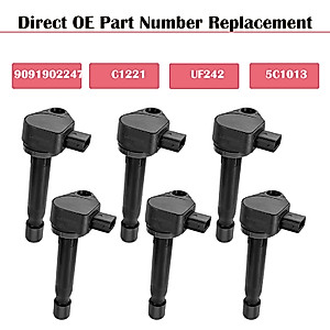 Set of 6 Ignition Coil Pack Fits for 3.2 3.5 3.0 V6 2000 2001 2002 2003 2004 2005 2006 2007 2008 Honda Odyssey Accord EX LX Acura TL RL CL Coils Replaces# UF242 90919-02247