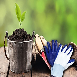 Favuit 3 Pairs Gardening Gloves Breathable Nitrile Coated Garden Working Gloves suit for women youth man Weeding Digging Raking Pruning Restoration Work (M) (Blue)