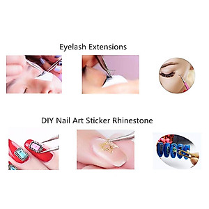 Aoshang 2PCS Stainless Steel Straight and Curved Tip Tweezers Nippers for Eyelash Extensions and Nail Art Sticker Rhinestone Eyelash Picker Acrylic Gel Nail DIY Art