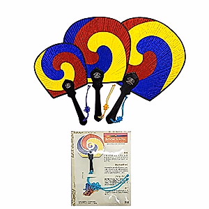 NDM Korean Traditional Fan Taegeuk Pattern Folk Fan 태극 부채 3종 Korea Souvenir L M S Size Set + Book Mark Gift