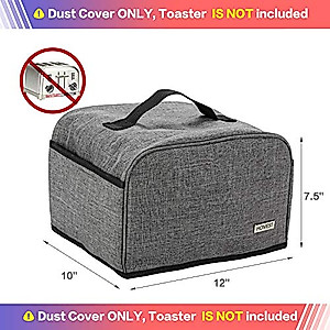 HOMEST Toaster Dust Cover with Pockets Compatible with Cuisinart 4 Slice Toaster, Can Hold Jam Spreader Knife & Toaster Tongs, Dust and Fingerprint Protection, Grey(Cover only)