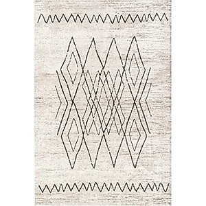 nuLOOM Miriam Machine Washable Geometric Diamond Area Rug, 7x9, Beige