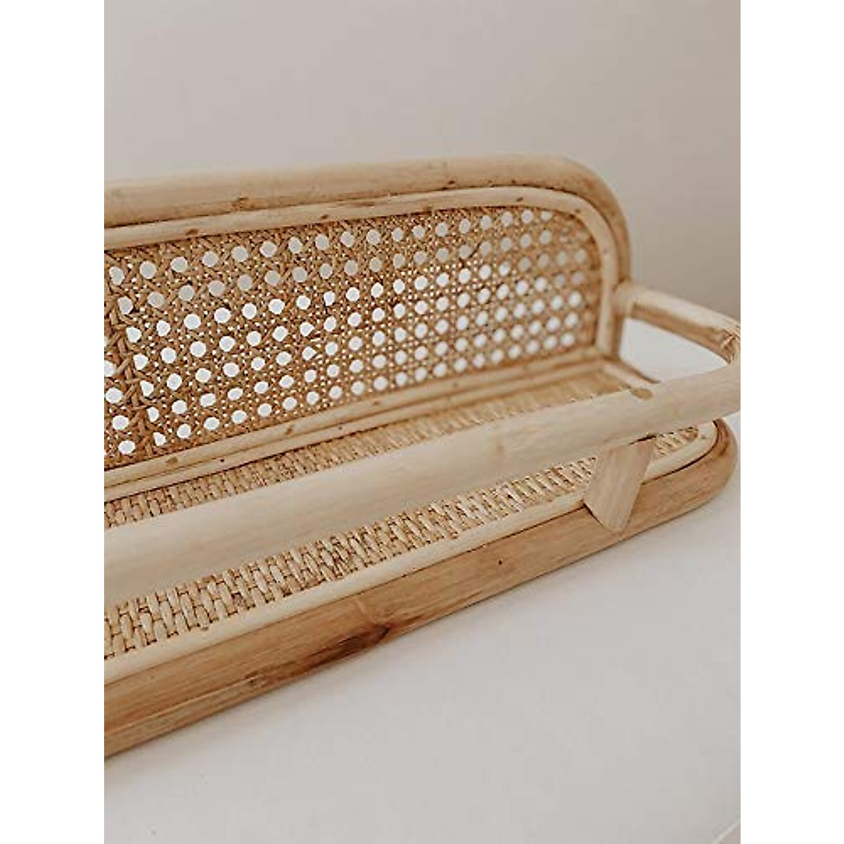 Midoshark Rattan Wall Shelf Floating Shelvs Wall Mounted Wall Decor Accent Wall Shelf