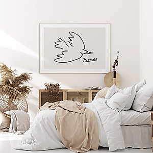 Wall Art Print Picasso Print, Picasso Dove Print, Pablo Picasso Dove of Peace Line Art Print, Picasso Poster, Vintage Poster, Museum Exhibition Poster PP27 11x17 Inches